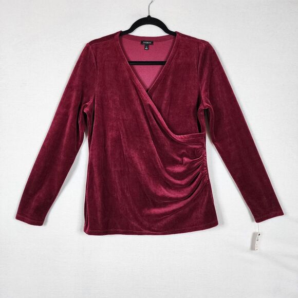 Talbots | Tops | Nwt Talbots V Neck Faux Wrap Velvet Velour Top Blouse ...
